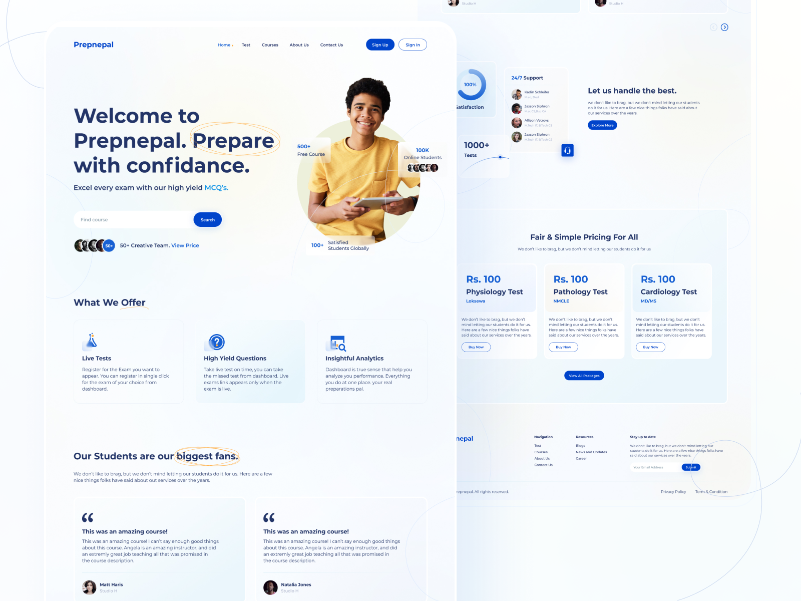 Prepnepal Online Exam Landing Page by Hardik D on Dribbble