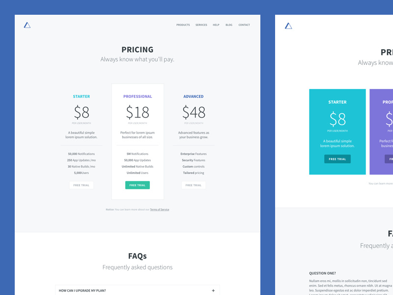 Pricing Pages by Mario Maruffi for Elegant Themes on Dribbble