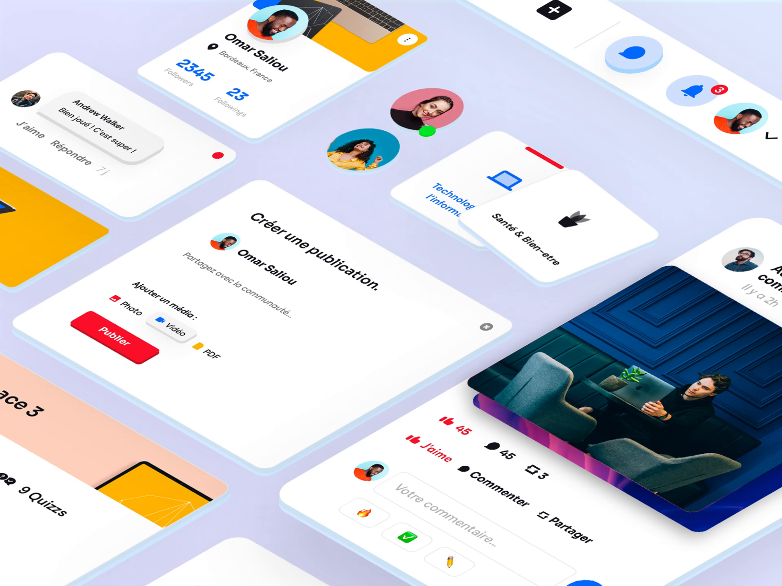 Social UI (App & Webdesign) 🌍 by Guillaume for BeTomorrow on Dribbble