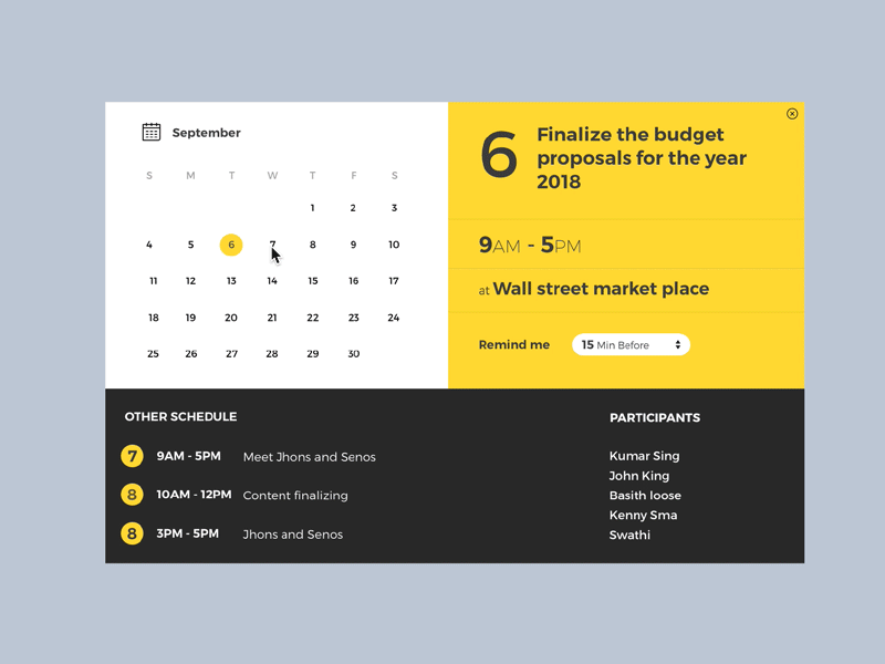 Calendar details expander - UI UX by Raashid A. on Dribbble