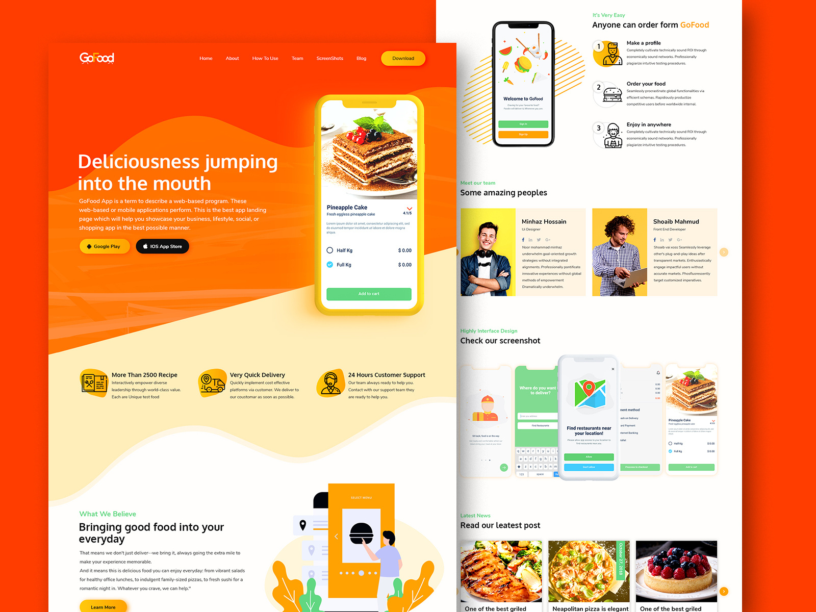 GoFood food delivery multipurpose app landing page by Sabbir Hosen on ...
