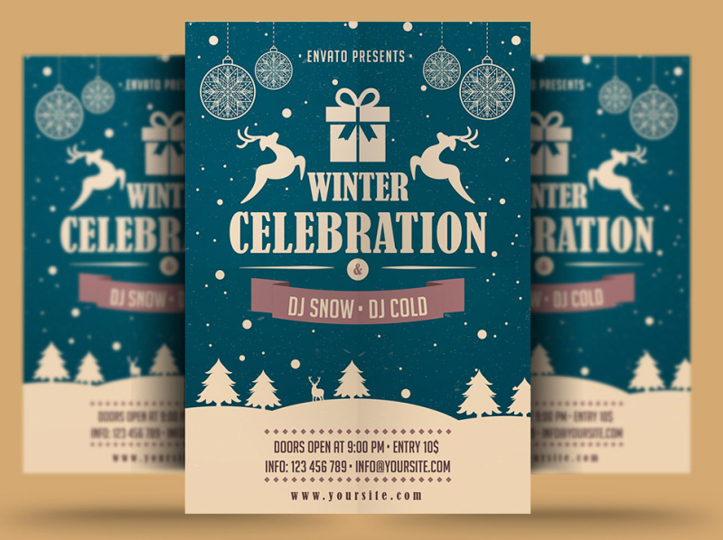 Winter Celebration Flyer by Peachline on Dribbble