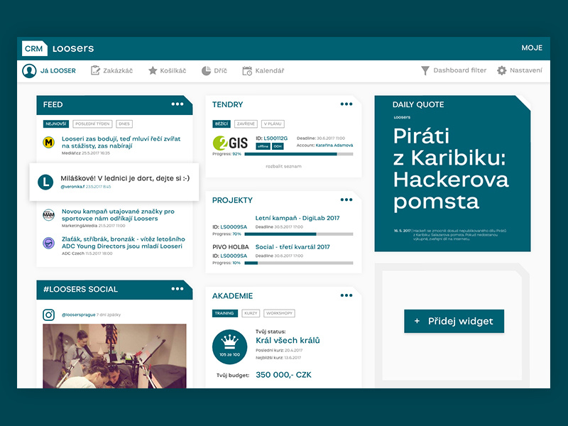 CRM Dashboard - horizontal navigation by Marcel Lacko on Dribbble