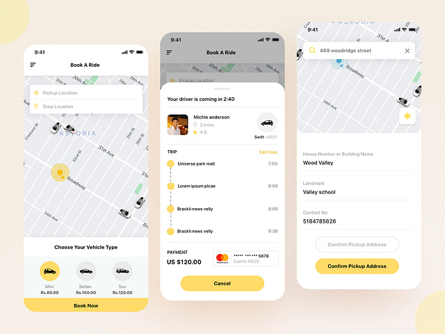 Cab Booking UI by iApp Technologies LLP on Dribbble