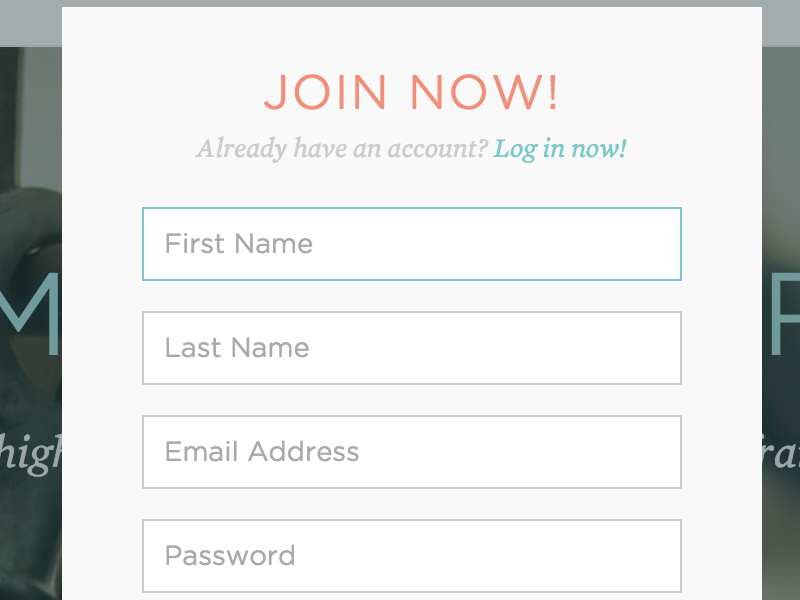 Register Modal by Blake Owens on Dribbble