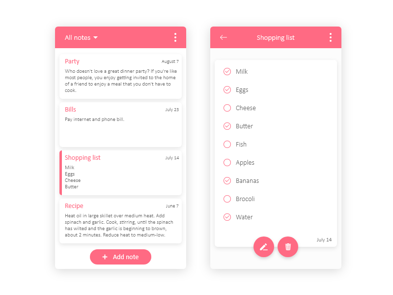 Daily UI #065 - Notes Widget by Aleksandra Rogovic on Dribbble