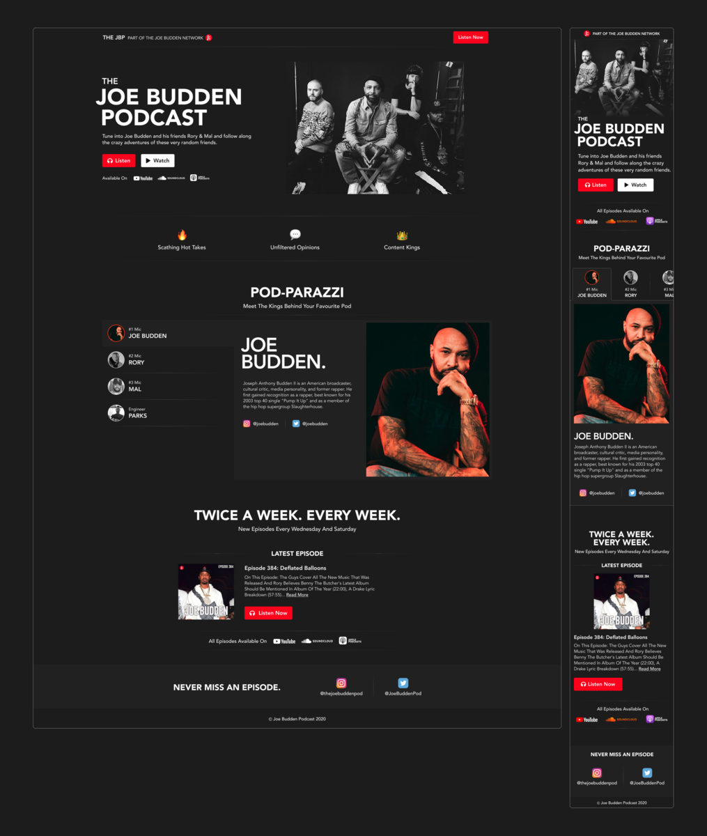 The Joe Budden Podcast Landing Page by Simon Witton on Dribbble