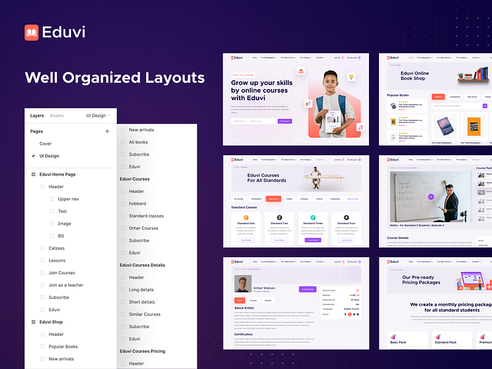E-learning Web UI Kit -Eduvi by Nasim ⛹🏻‍♂️ on Dribbble