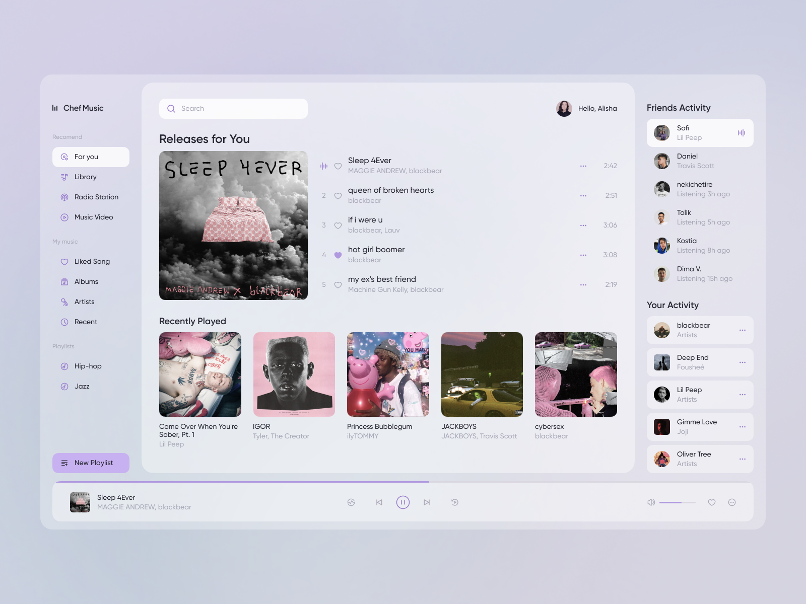 Music Player Desktop App by Alisha Chef for Fireart Studio on Dribbble
