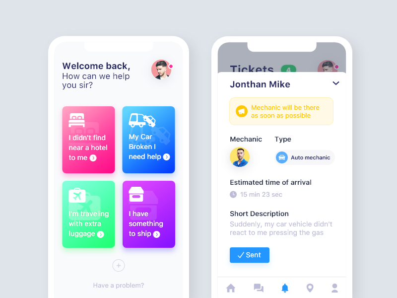 Assistant App - Main Page & One Ticket Open Ui Design by Majid on Dribbble