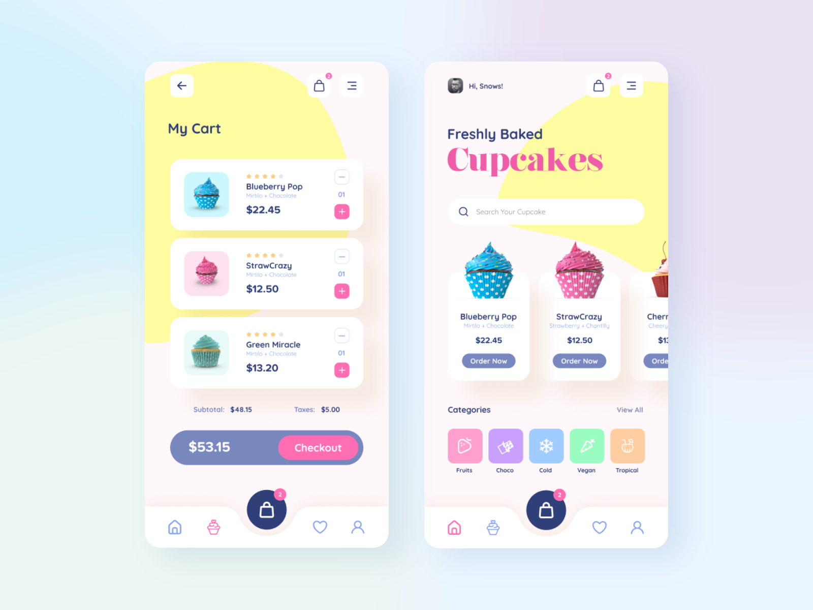 Cupcakes - Mobile UI design Concept #Figma by Daniel Snows on Dribbble