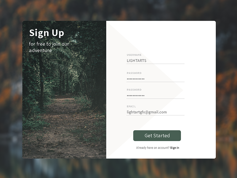 Clean Modern Sign Up Desktop Application Interface by LightArts on Dribbble