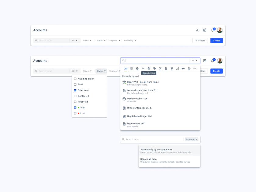 Subcategories selection by Javier Mora on Dribbble