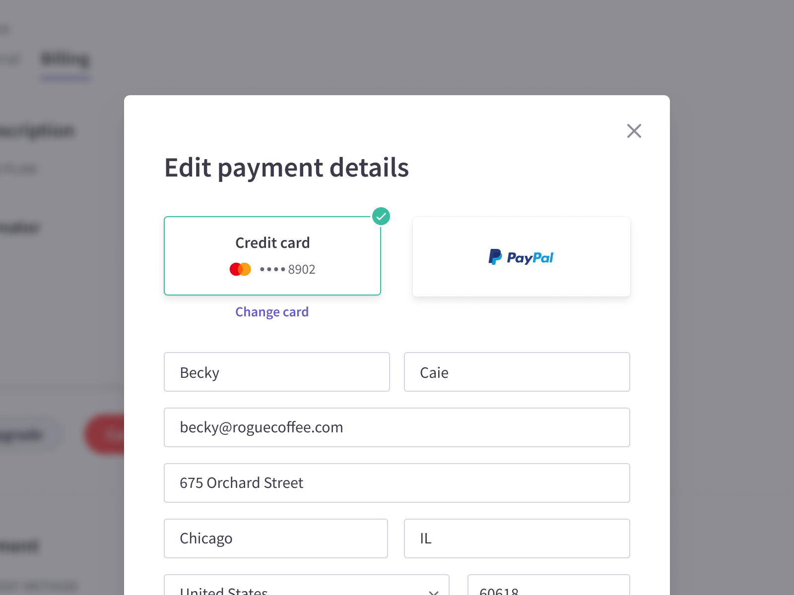 Edit Payment Details Form by Kelvin O'Shea on Dribbble