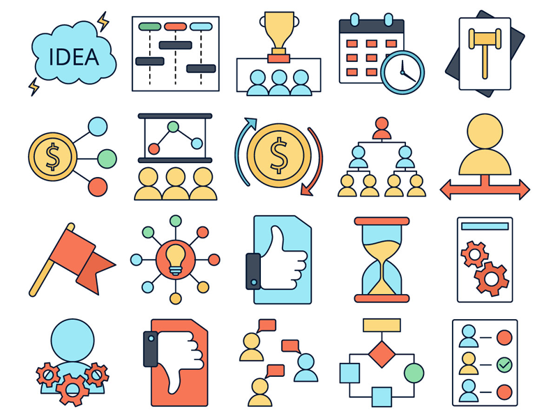 Project Management Vector Freebie Icon Set by GraphicSurf.com on Dribbble