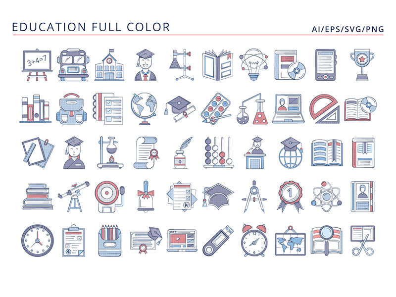 50 Education Icons by GraphicSurf.com on Dribbble