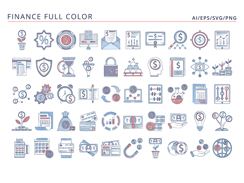50 Finance Icons (AI, EPS, SVG, PNG files) by GraphicSurf.com on Dribbble