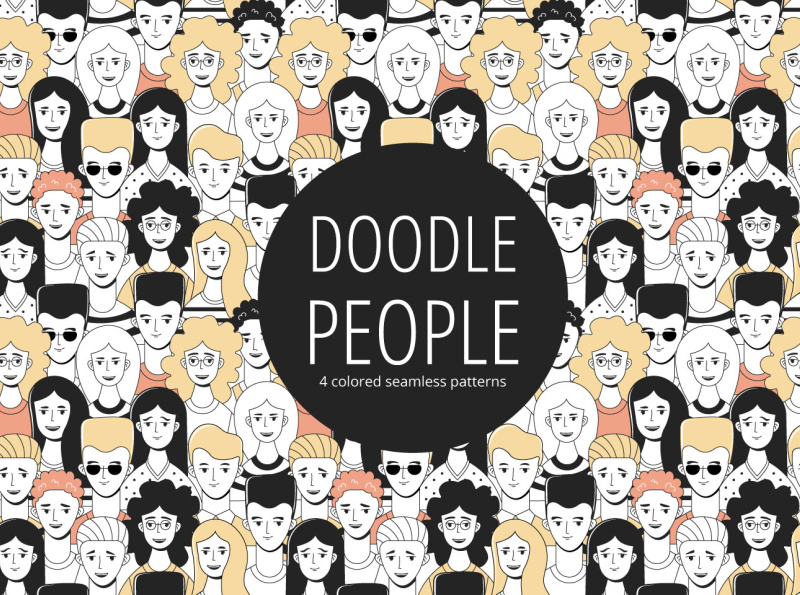 Doodle People Vector Free Seamless Pattern by GraphicSurf.com on Dribbble