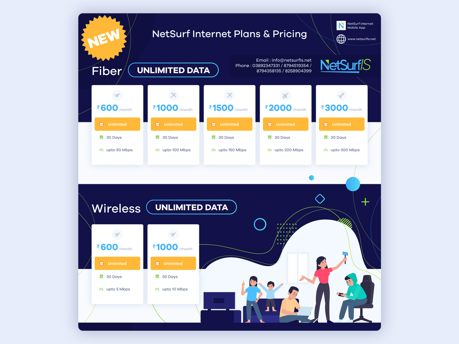 Internet Service Monthly Price and Plans by Lian Tluanga on Dribbble