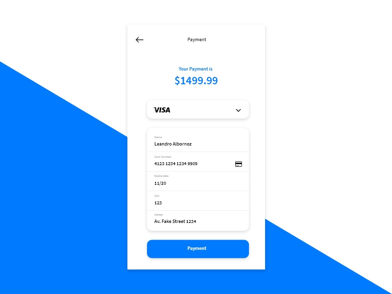 Daily UI #002 - Checkout Payment by Leandro Albornoz on Dribbble