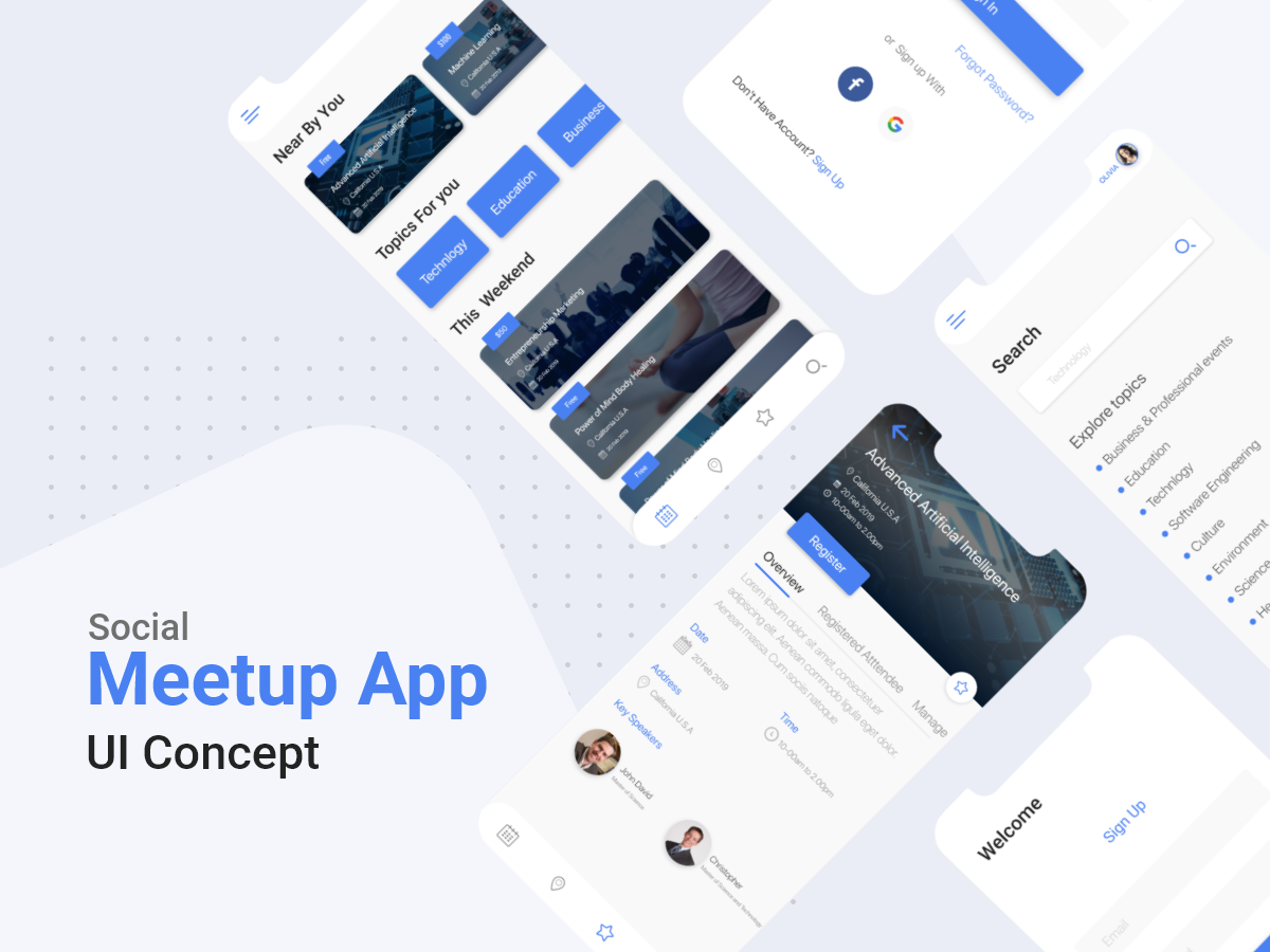 Social Meetup UI by Madheswaran on Dribbble