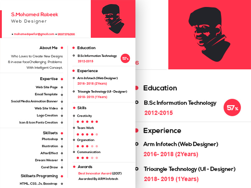 Resume by Mohamed Rafiq on Dribbble