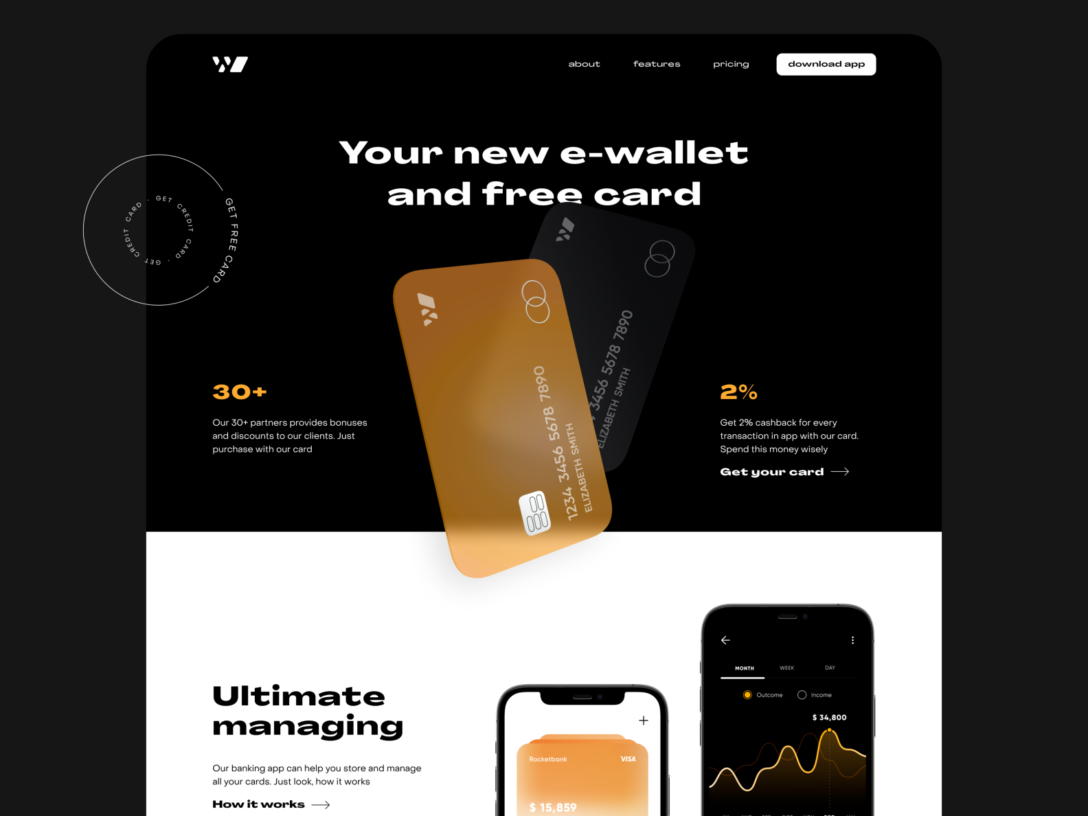 E-wallet app and landing page for Walrus bank by Anastasia Petrova for Flexy Global on Dribbble