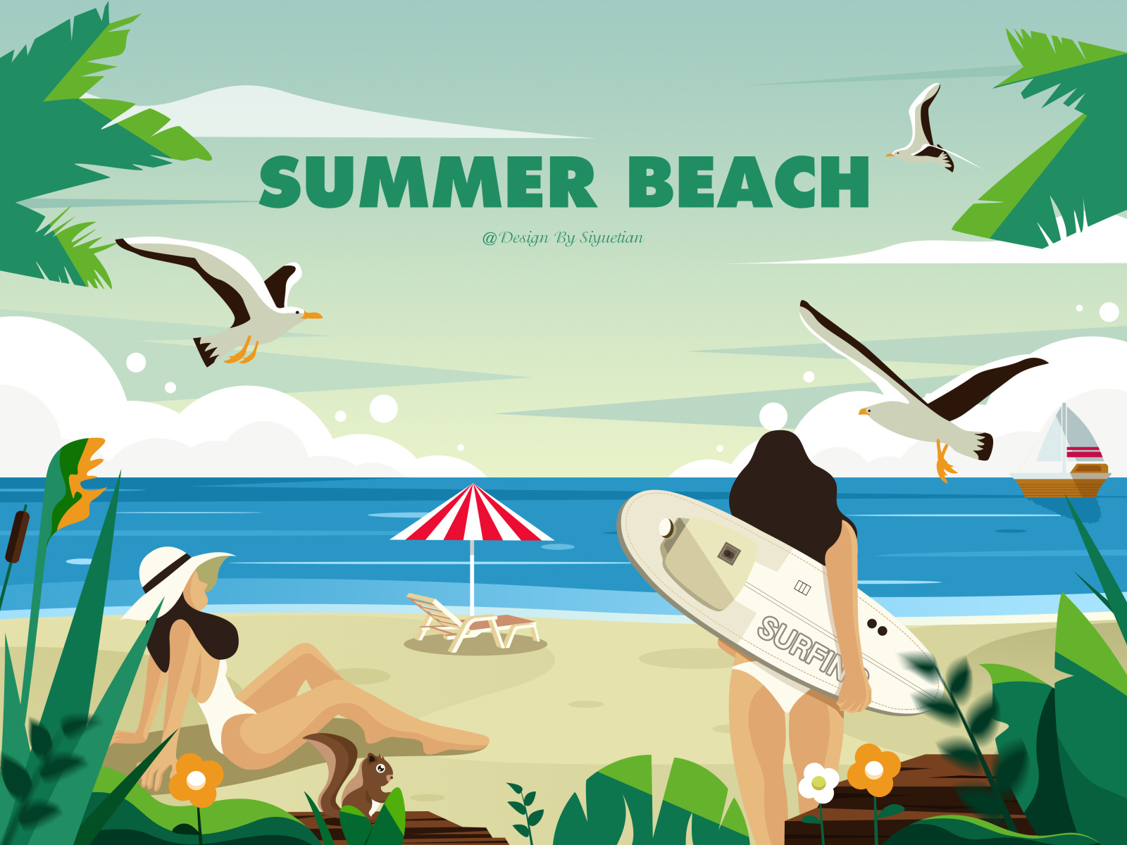 summer beach by 四月天 on Dribbble