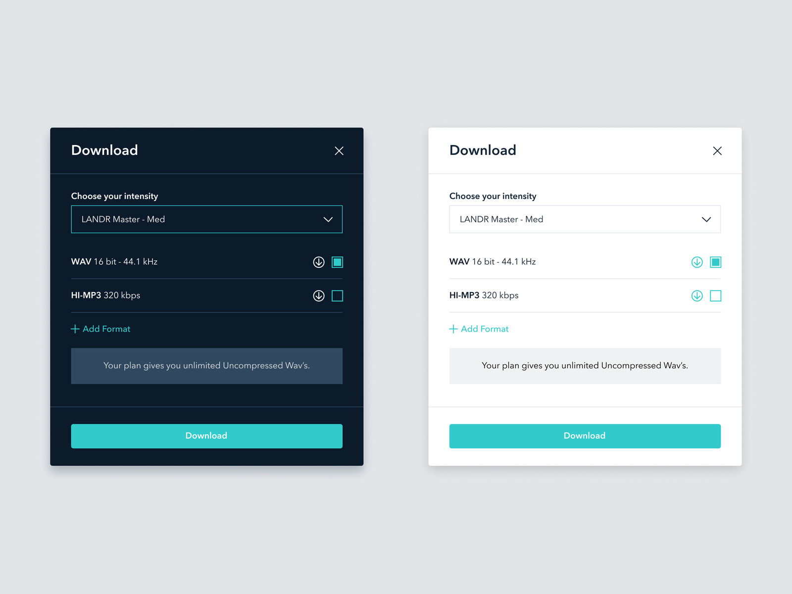 Landr Modal Redesign by Noah Raskin on Dribbble