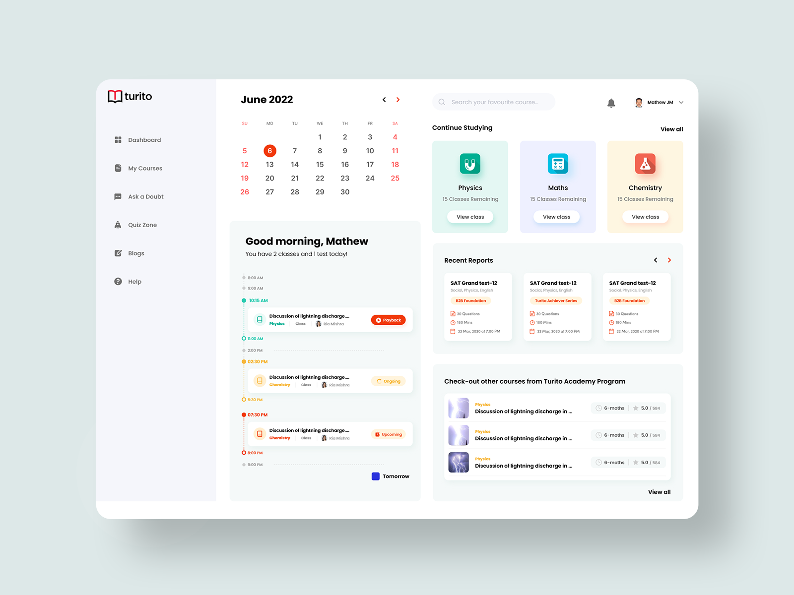 My Course Dashboard by Sreejith R on Dribbble
