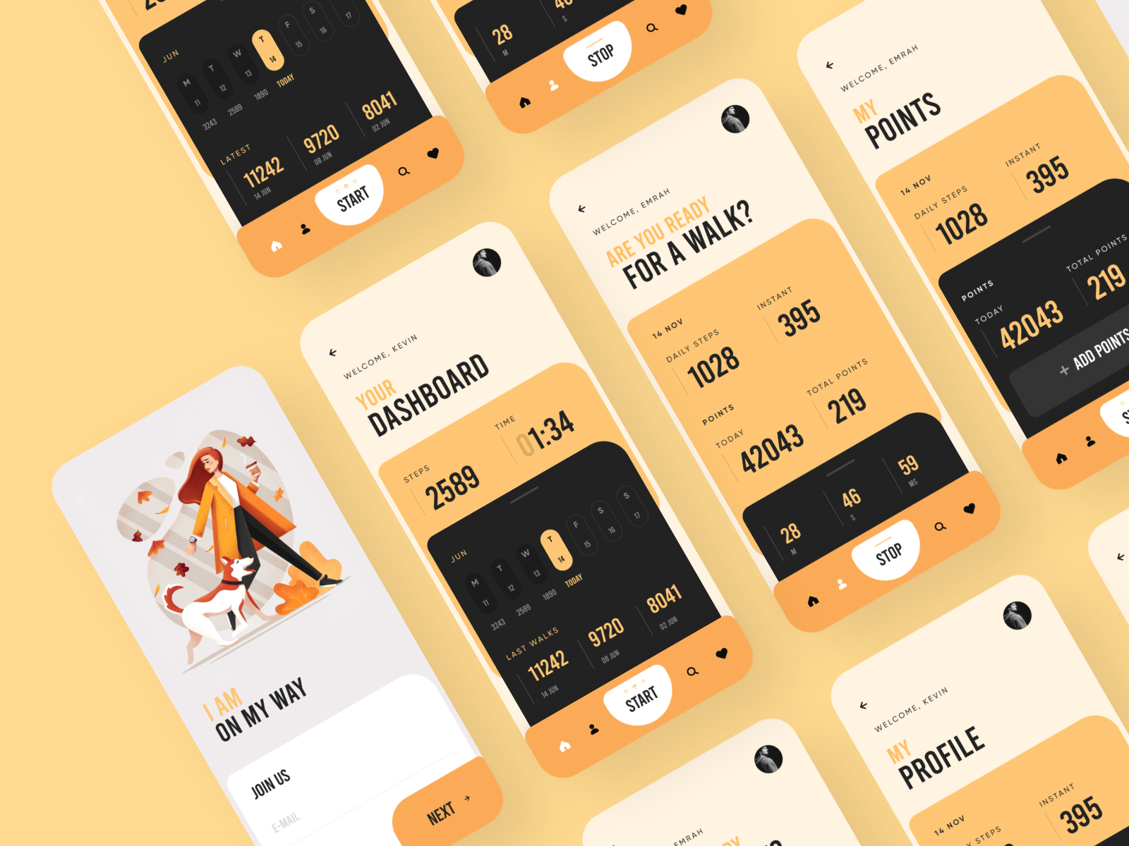 Walk App by Murat Ak on Dribbble