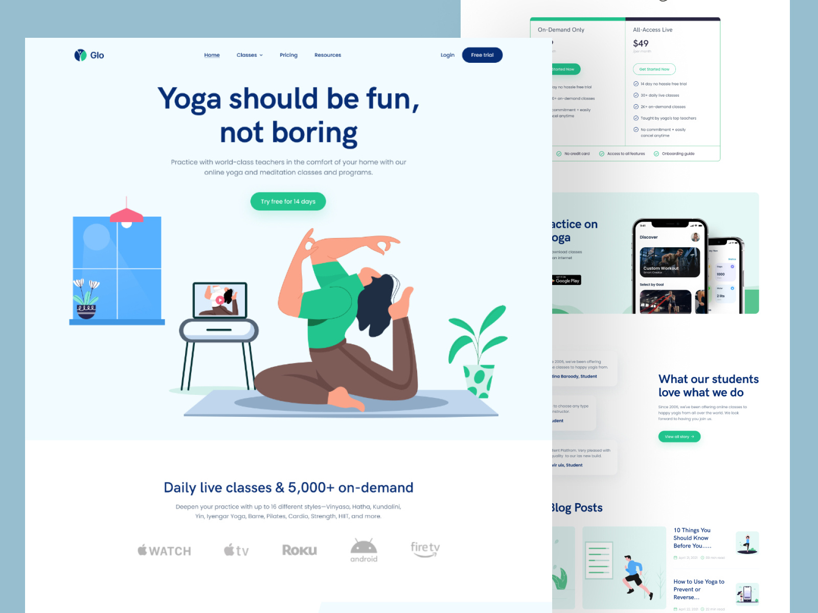 Online Yoga Classes - Glo by Sajib Rahman for UIHUT - UI UX Design ...