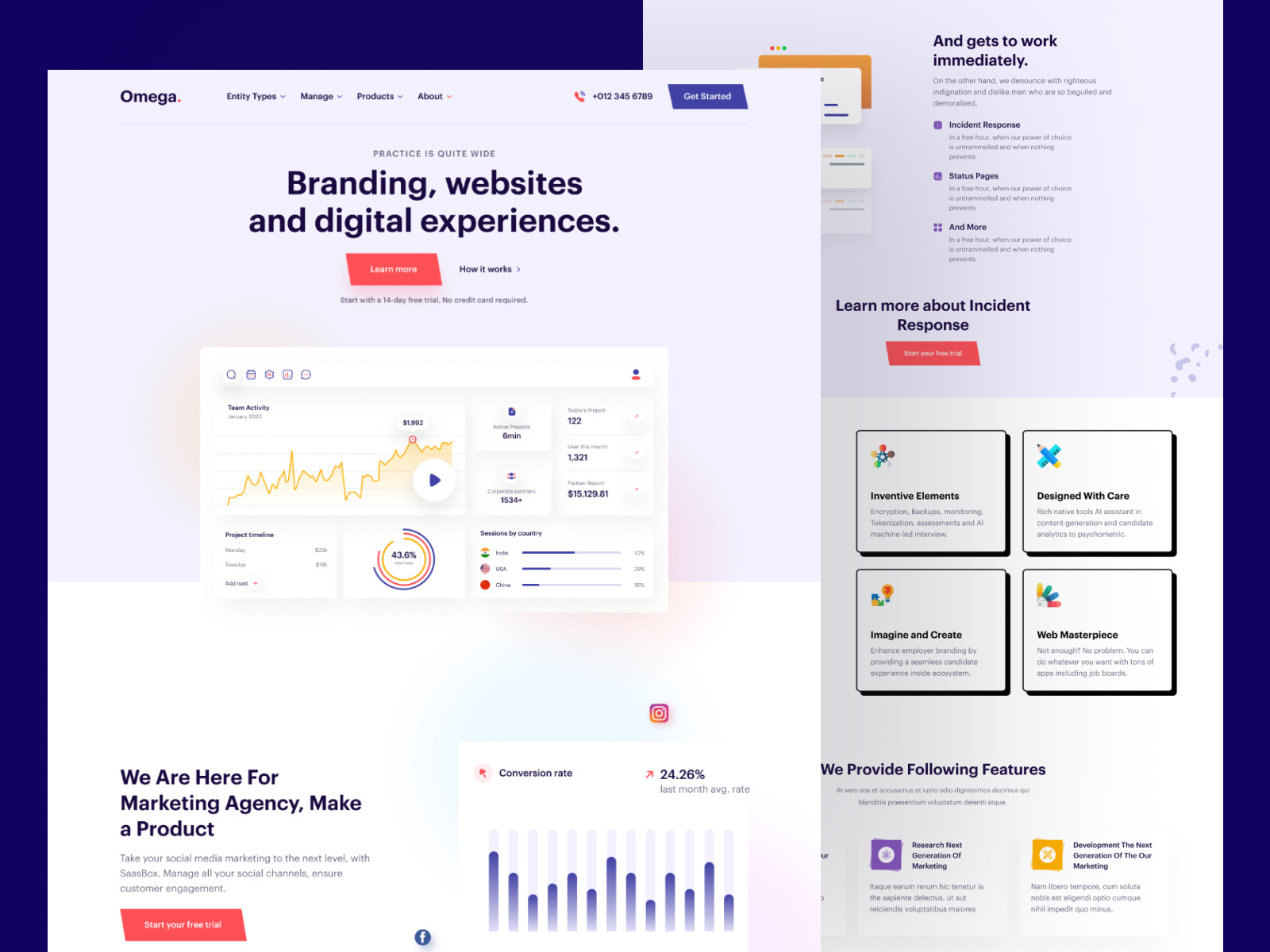 Design Agency Landing Page - Omega by Sajib Rahman for UIHUT - UI UX ...