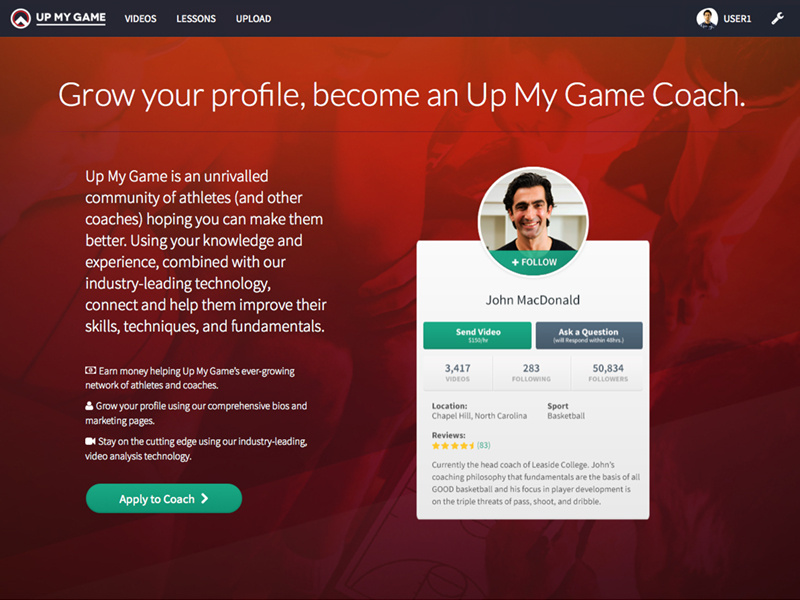 Apply to Coach Landing Page (HTML/CSS) by Tim Foster on Dribbble