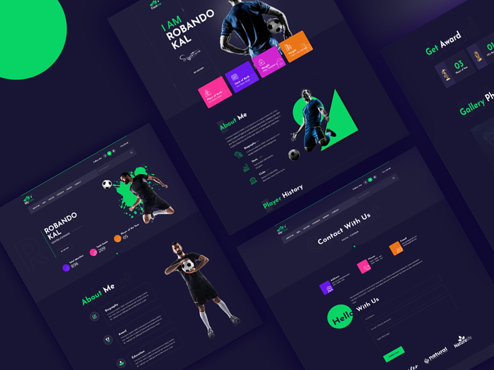 Football Player Portfolio UI Templates by Razaur Rahman on Dribbble