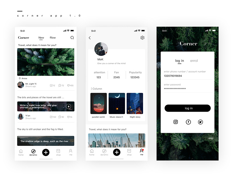 Corner app 1.0 part two by Vincenzo on Dribbble