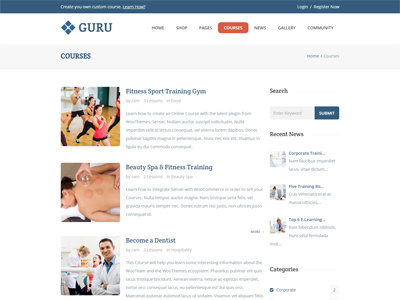 Guru Courses Page by WorldInspiration on Dribbble