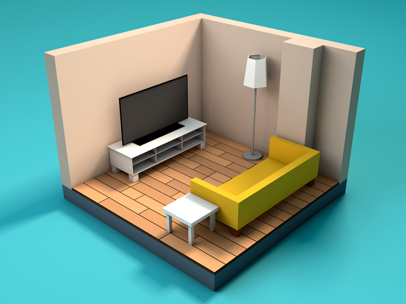 First Low Poly Room by Caique Monteiro Araujo on Dribbble
