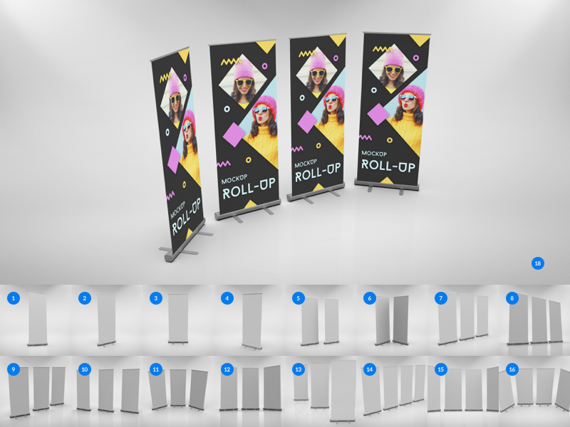 17 PREMIUM Rollups Mockups with 1 FREE Scene by TeddyGraphics on Dribbble