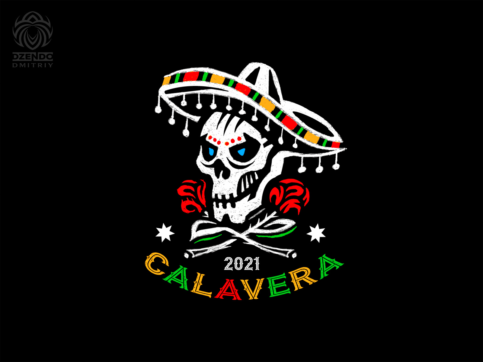 Skull In A Mexican Hat Logo By Dmitriy Dzendo On Dribbble
