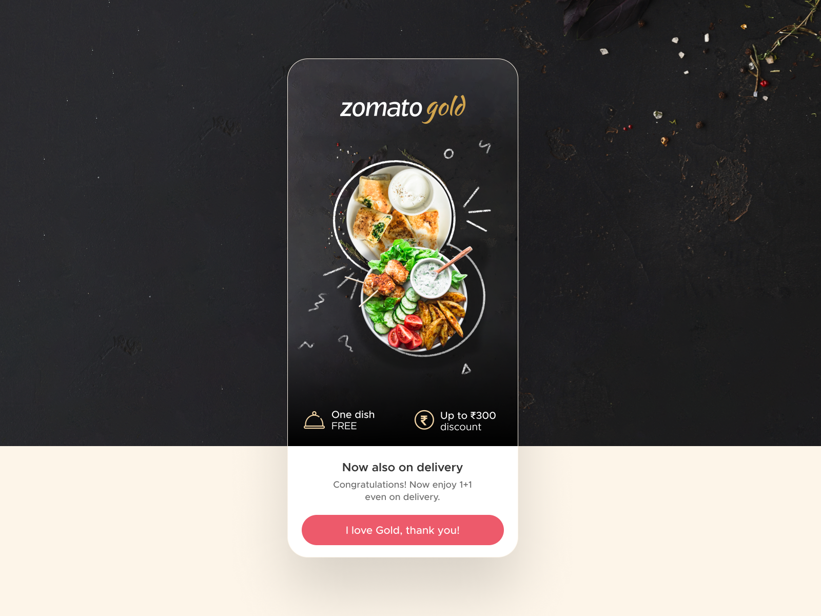 Zomato Gold on delivery by Rajeesh VK for Zomato on Dribbble
