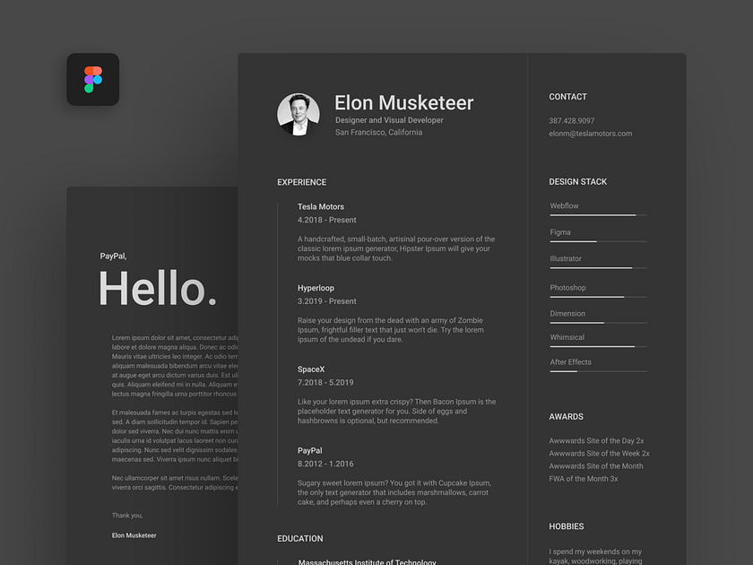 Resume & Cover Letter Template for Figma by Michael Yonke on Dribbble