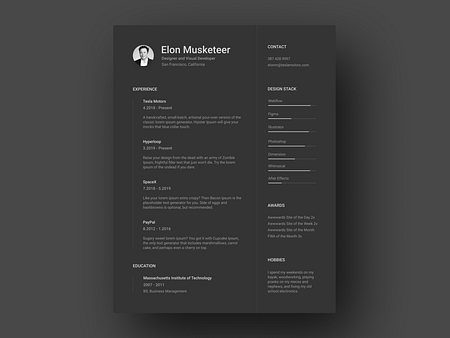 Resume & Cover Letter Template for Figma by Michael Yonke on Dribbble