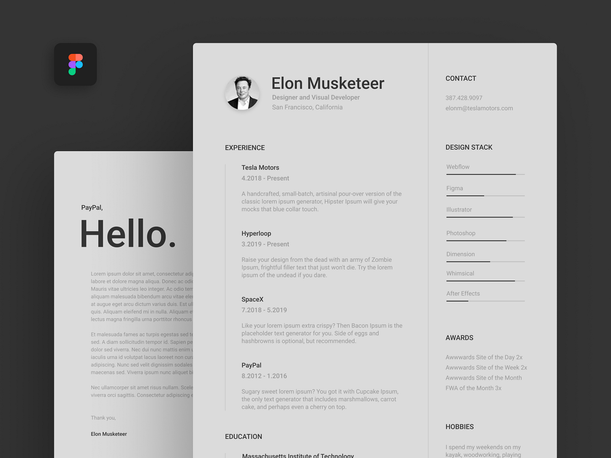 Resume & Cover Letter Template for Figma by Michael Yonke on Dribbble