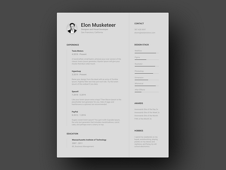 Resume & Cover Letter Template for Figma by Michael Yonke on Dribbble