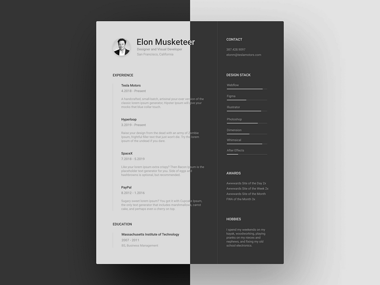 Resume & Cover Letter Template for Figma by Michael Yonke on Dribbble