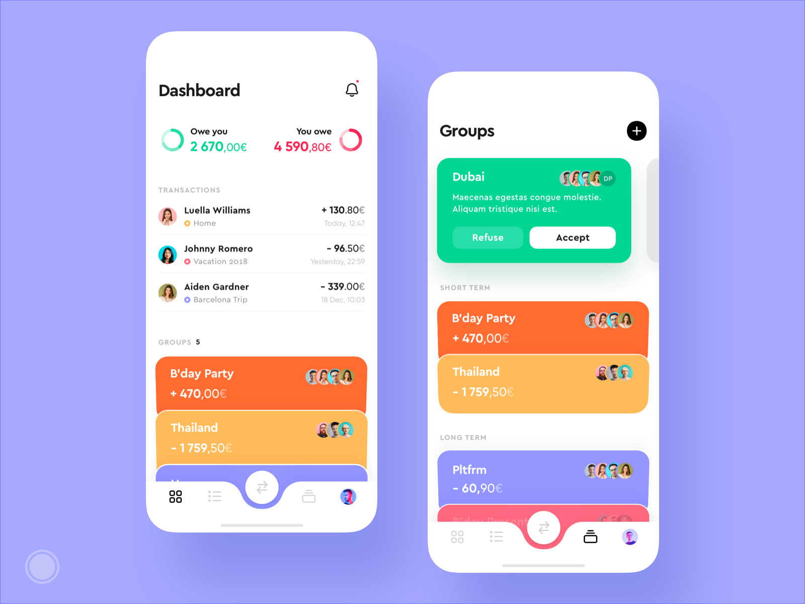 Group expenses app by Adrian Reznicek for PLATFORM on Dribbble