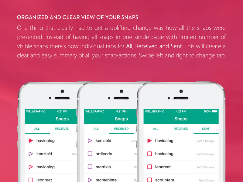 Snapchat Redesign - Organized & Clear view of Snaps by Pontus Wellgraf ...