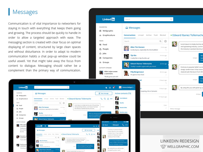 LinkedIn Redesign - Messages by Pontus Wellgraf on Dribbble