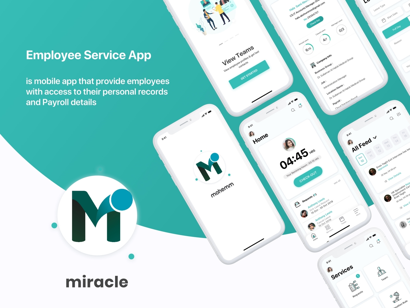 Miracle Employee Service app 2 by Hanzada H. Zada on Dribbble